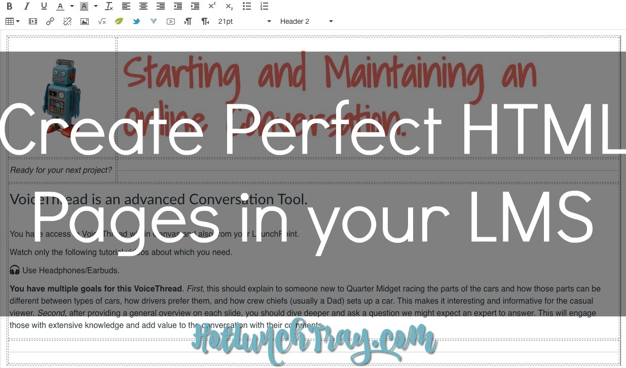 Create Perfect HTML Pages, Modules in your LMS - Hot Lunch Tray