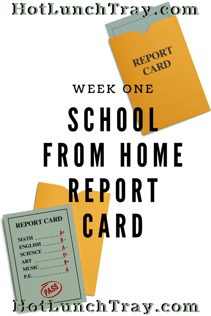 Week One Online Report Card - Hot Lunch Tray